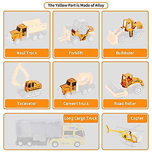 Construction Truck Toys Kids with Game Mat, Carrier Truck Alloy Engineering Vehicle Truck Toy Set, Excavator, Dump Tractor Helicopter Die cast Christmas Birthday Gifts for Kid Toddler Child Age 3 4 5