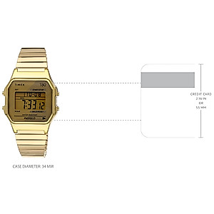 Timex T80 34mm unisex-adult Watch – Gold-Tone with Stainless Steel Expansion Band