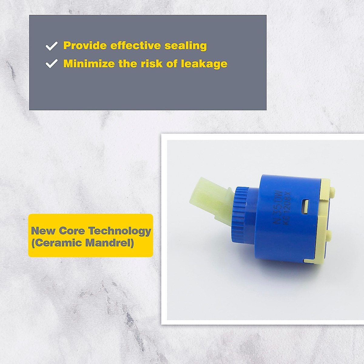 XLHippo CUPC Certified Diameter 35mm Replacement Cartridge for Kraus/Kohler/Moen/American Standard Gear Cartridge faucet replacement part