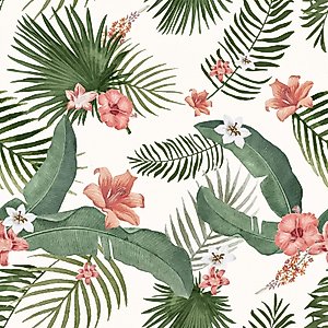 Skyblur Boho Waallpaper Vintage Floral Peel and Stick Wallpaper 17.5"X118" Tropical Banana Leaf Wall Paper Palm Removable Contact Paper for Cabinets Mural Stick on Wallpaper Home Decor for Walls