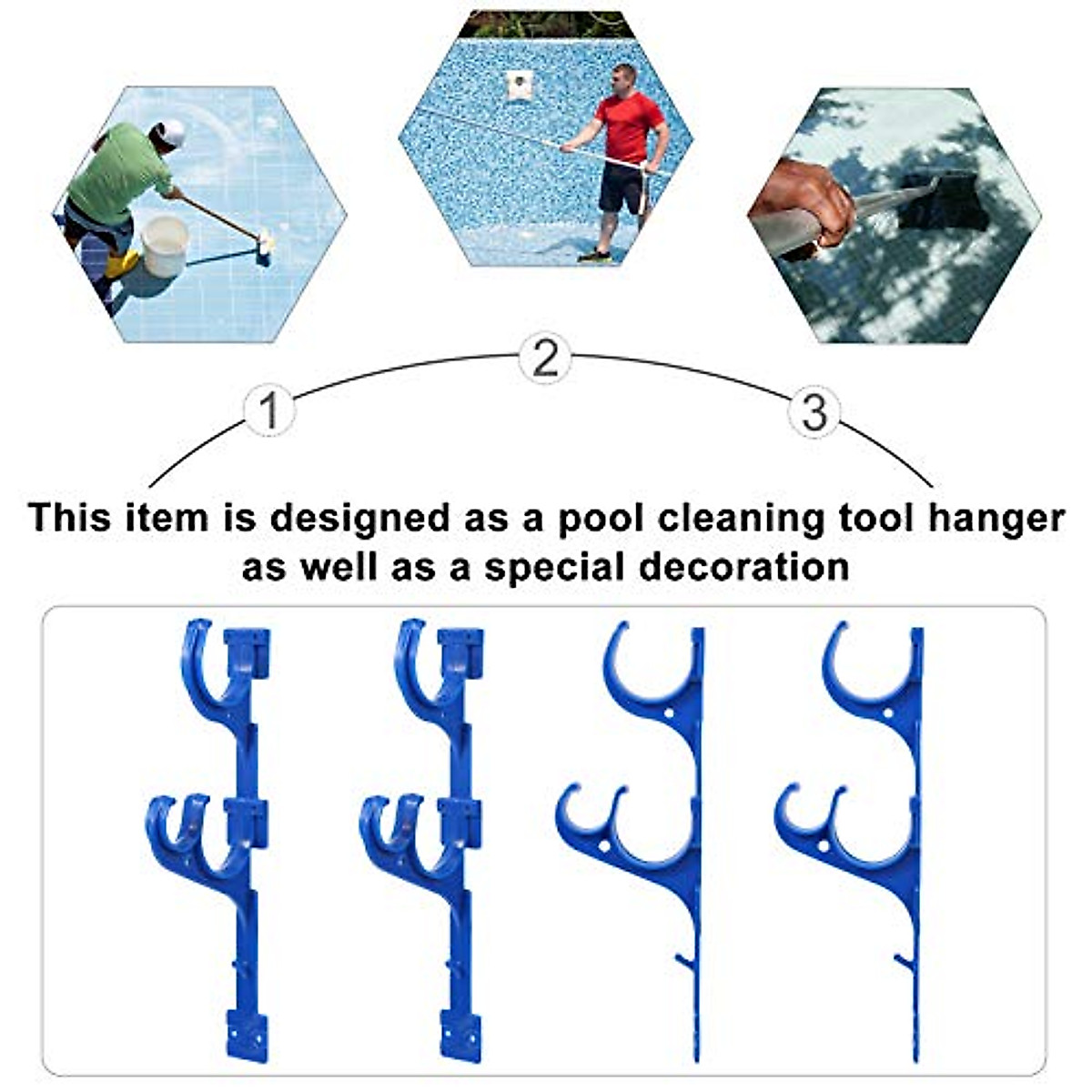YARNOW Vacuum Stand 4pcs Pool Pole Hose Hanger Wall Hooks for Telescopic Poles Skimmers Leaf Rakes Nets Brushes Vacuum Garden Tools Swimming Pool Accessories Cleaning Tool