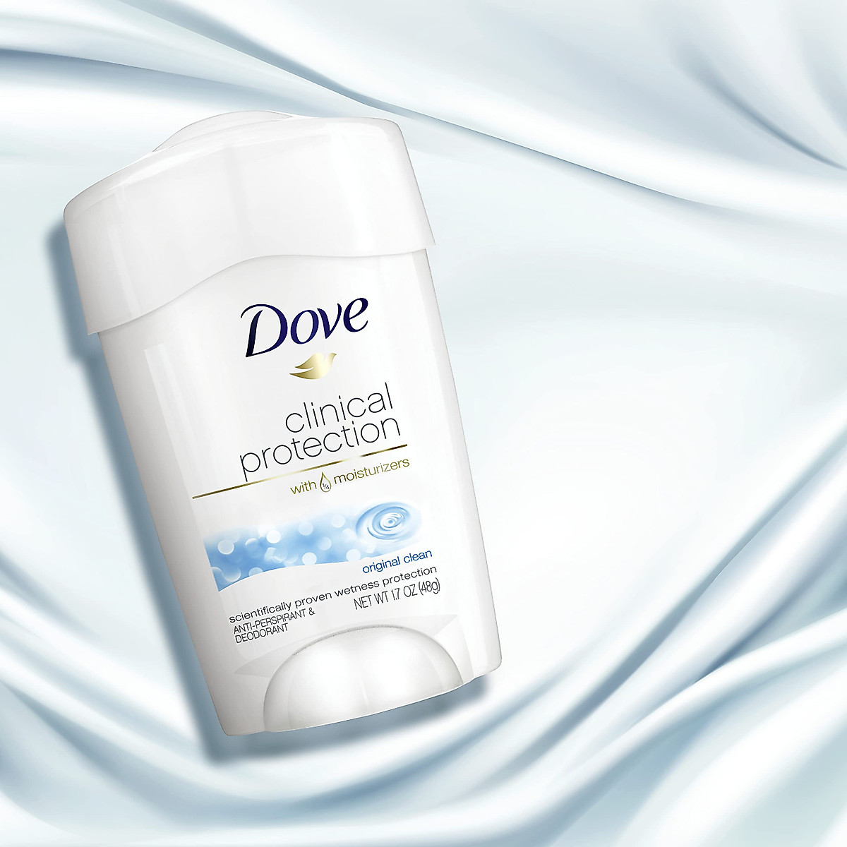 Dove Clinical Protection Antiperspirant Deodorant For Sweat and Odor Protection Original Clean Antiperspirant For Women Made With 1/4 Moisturizers 1.7 oz