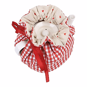 Tea Cosy,Creative Kitchen Tea Pot Dust Cover,Teapot Cozy Breakfast Warmer,Tea Pot Cover Insulation and Keep Warm,Tea Kettle Quilt for Home Kitchen Table Hotel Tea Party Restaurant (Red)