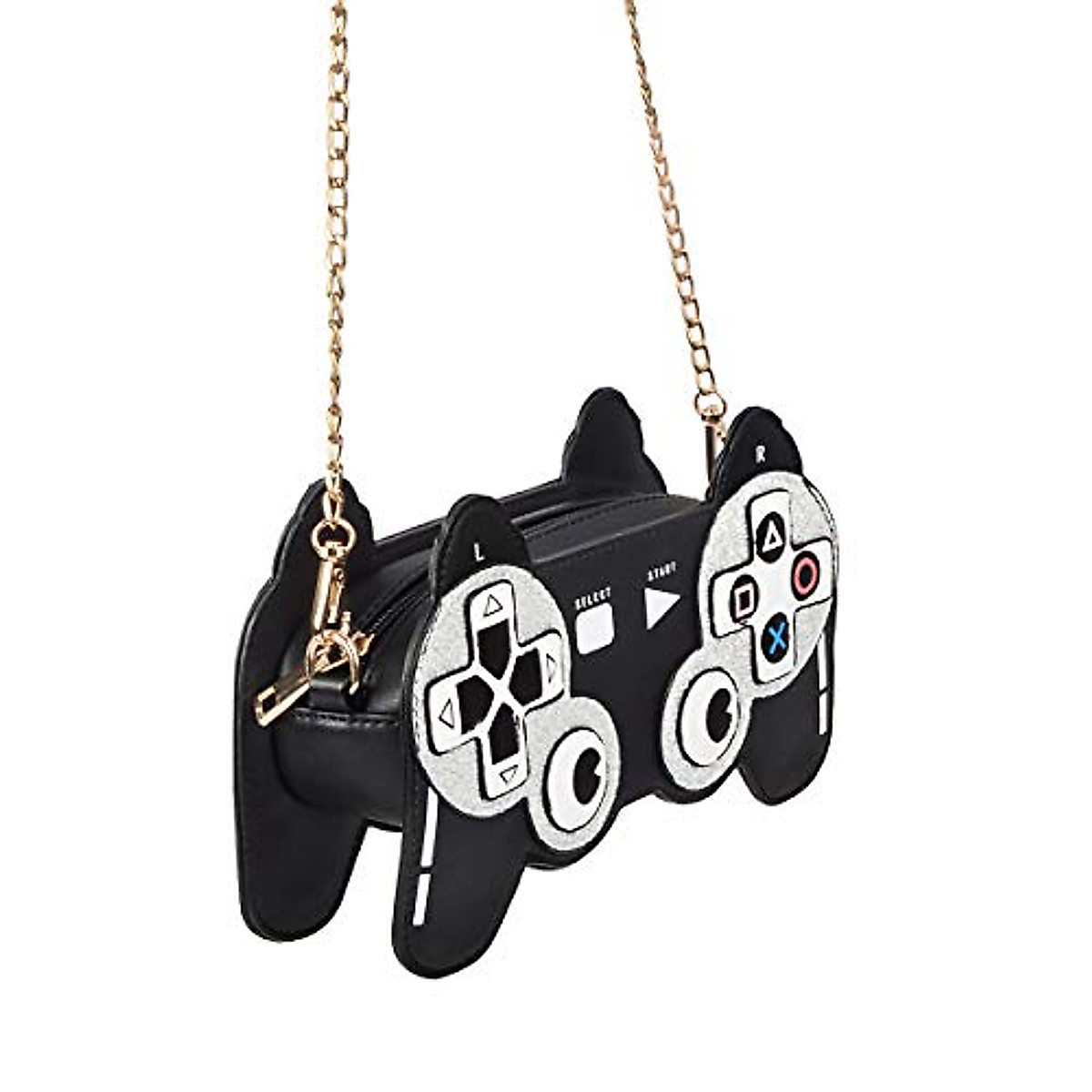 USTYLE Gamepad Shaped Crossbody Bag, Fashionable Novel Unique Girl Women Shoulder Bag with Chain Strap (black)