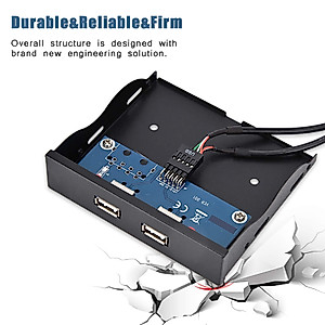 Socobeta USB 2.0 Front Panel Floppy Disk Bay Multi-Functional USB 2.0 Front Panel 3.5 Inch Floppy Bay 9 Pin to 2 Interface USB 2.0 HUB
