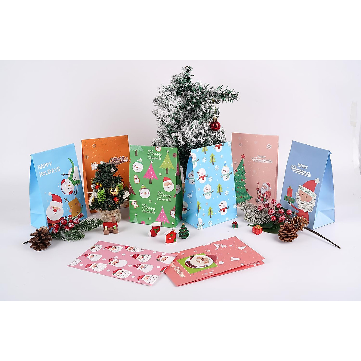 ysmile 24 ct Christmas Treat Bag, Small Xmas Gift for Goodie Wrap, Christmas Party Favor 9"