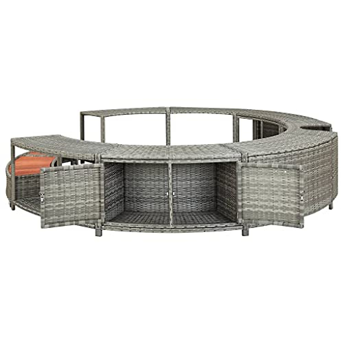 vidaXL Spa Surround Home Garden Outdoor Patio Lawn Yard Pool Spa Accessory Backyard Swimming Relax Hot Tub Surround Gray Poly Rattan
