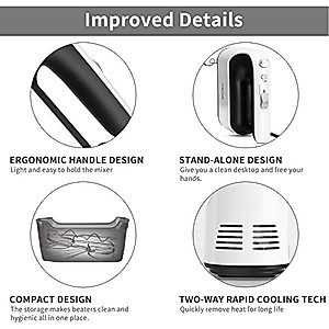 Mixer Electric Handheld - 400W Ultra Power for 5 Speed with Turbo Boost, 5 Stainless Accessories in Storage Case - Essential Kitchenaid Hand Mixer Electric for Cake, Dough, Egg, Baking