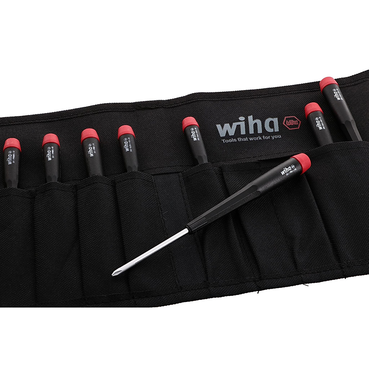 Wiha 26199 Slotted and Phillips Screwdriver Set in Rugged Canvas Pouch, 8 Piece