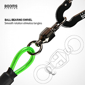 Booms Fishing T02 Fishing Pole Tether, Kayak Paddle Leash, Heavy Duty Fishing Lanyard for Fishing Tools/Rods/Paddles, Green 2pcs and RB1 Rod Tie Belts Pole Straps 4pcs 5.9"