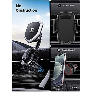 【Military-Grade Magnetic Vent Hook】 Phone Holder for Car【Ultra Sturdy】 Hands-Free Car Phone Holder Mount【Sharp Turns & Bumpy Roads Friendly】 Compatible with iPhone, Samsung,All Smartphones (Long Arm)