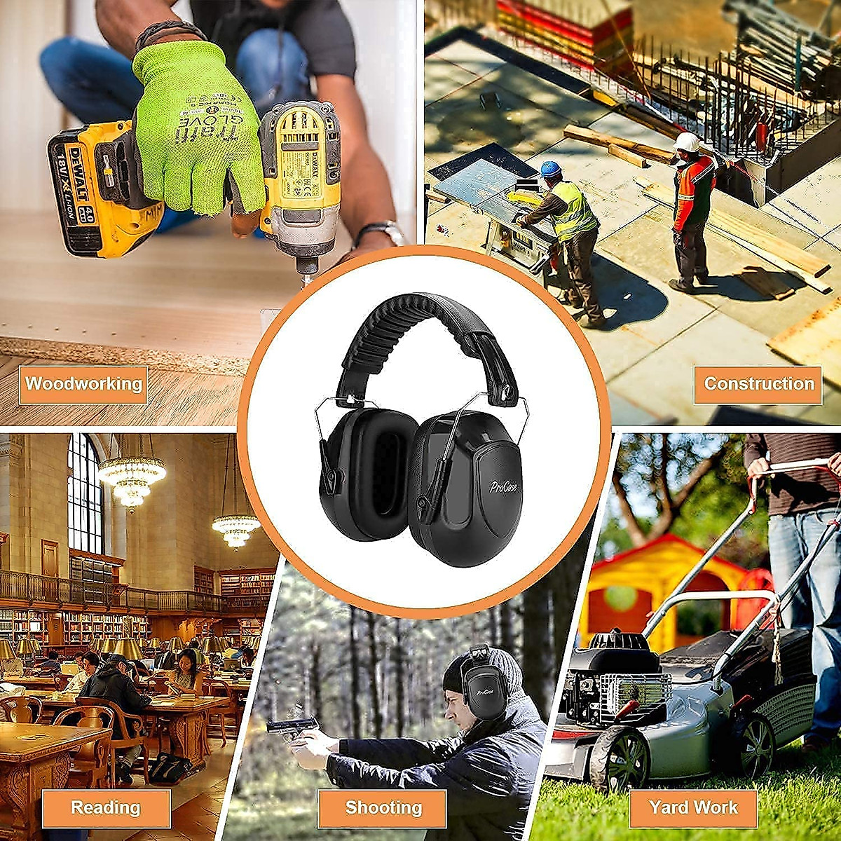 ProCase Noise Reduction Ear Muffs, NRR 28dB Shooters Hearing Protection Headphones Bundle with NRR 35dB Professional Noise Cancelling Ear Defenders for Construction Work Shooting Range Hunting