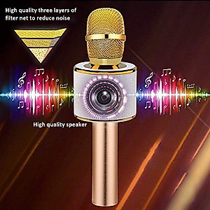 BONAOK Wireless Bluetooth Karaoke Microphone,3-in-1 Portable Handheld Karaoke Mic Speaker Machine Christmas Birthday Home Party for All Smartphone
