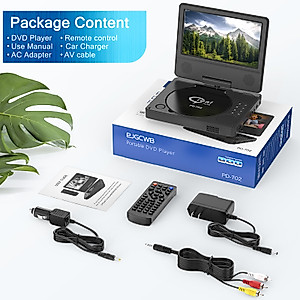 9.5" Portable DVD Player with 7.5" Swivel Display Screen, 5-Hour Built-in Rechargeable Battery, Car DVD Player,Supports SD Card/USB/CD/DVD and Multiple Disc Formats, High Volume Speaker,Black……