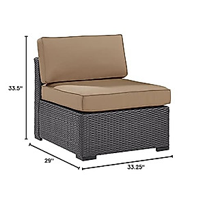 Crosley Furniture KO70125BR-MO Biscayne Outdoor Wicker Armless Chair with Mocha Cushions - Brown