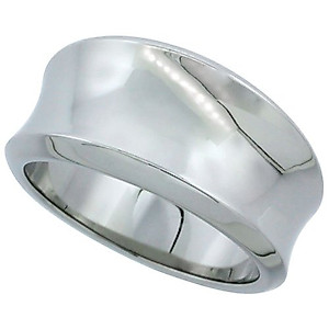 Surgical Stainless Steel Concaved Cigar Band Ring Beveled Edges 7/16 inch long, size 7