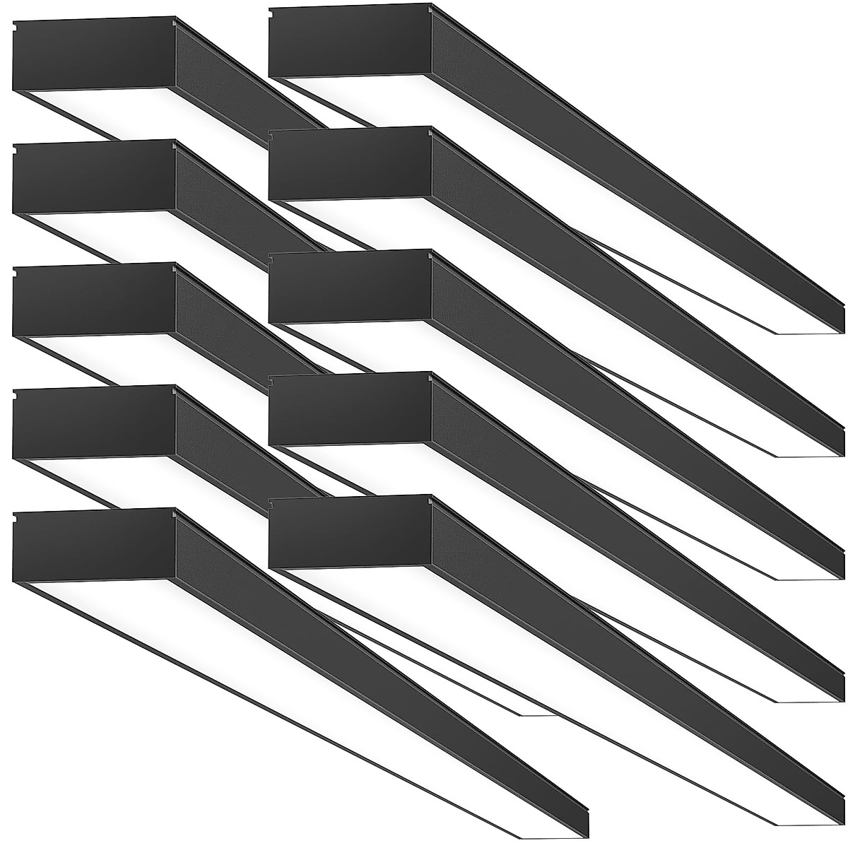 TychoLite 4FT Led Wraparound Shop Lights, 50W 6000LM 5000K, Compact Black 4 Foot LED Flush Mount Light Fixture for Office Kitchen Garage Shop, Hanging/Surface Mount, Plug and Play, 6 Pack