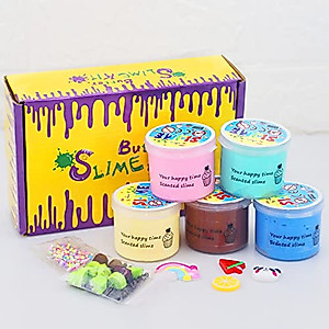5 Pack Butter Slime Kit,Birthday Gifts for Kids,Party Favor for Girls & Boys,Non Sticky,Super Soft Sludge Toy