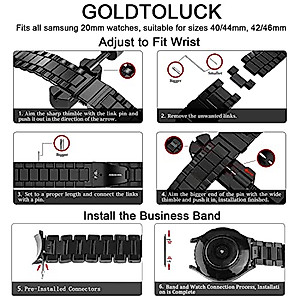 Samsung Galaxy Watch 6 Band Classic 43mm 47mm 40mm 44mm, Samsung Galaxy Watch 5 Band Pro 45mm 40mm 44mm, Samsung Galaxy Watch 4 Band Classic 40mm 44mm 42mm 46mm, No Gap Band Men Solid Stainless Steel (43/47/45/40/44/42/46mm, Black)