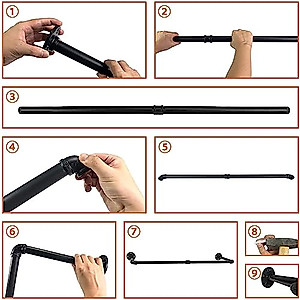 MY RUSTIC Industrial Pipe Clothing Rack, Rustic Pipe Hanging Rod for Closet Storage, Wall Mounted Multi Purpose Hanging Rod (Black, 38 Inch) (2P)