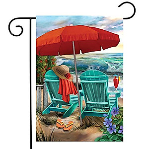 Beach Life Summer Garden Flag Nautical Adirondack Chairs 12.5" x 18"
