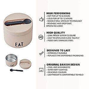 Design Letters Insulated Food Jar with Spoon | Food Container Leak-Proof Lid Lunch Box| Stainless Steel Lunch Thermos|To Go Lunch Storage for Hot/Cold Food, Liquid BPA-free Yogurt Container for Office