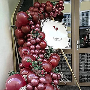 118pcs Burgundy Gold Balloon Arch Garland Kit Double Stuffed Wine Red Balloons Gold Dot Confetti Balloon for Valentines Day Birthday Wedding Decorations Baby Shower Bridal Shower Globos