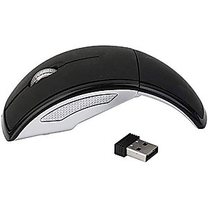 2.4Ghz Wireless Folding Mouse Foldable Optical Arc Mouse Universal Portable Travel Mice Bluetooth USB Receiver for PC Mac Laptop MacBook (Pack of 1)