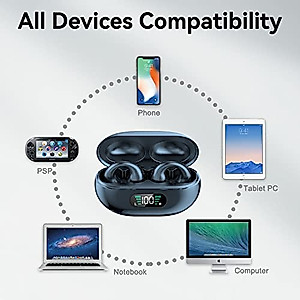 MALIHOO Wireless Open Ear Sport Earphones, Clip On Bluetooth Earbuds for Android iPhone,Bone Conduction Headphones,Wireless Bluetooth Headset for Cycling,Running Workout,Running,Driving,Bluetooth 5.3