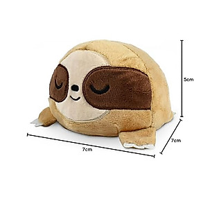 TeeTurtle - The Original Reversible Sloth Plushie - Brown - Cute Sensory Fidget Stuffed Animals That Show Your Mood 3.5 inch