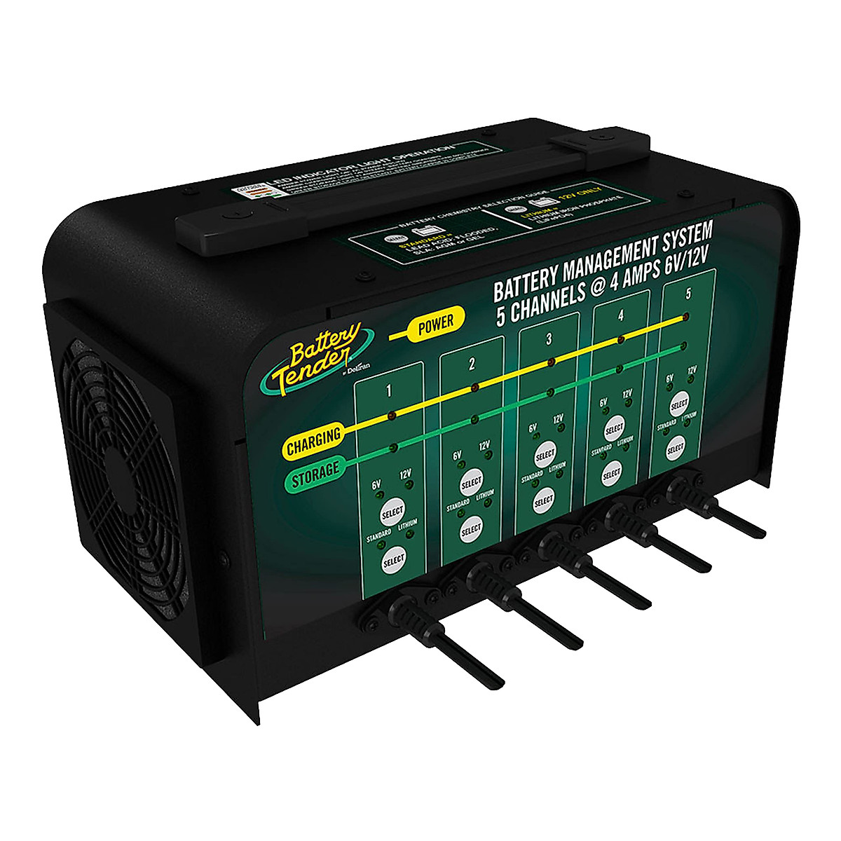 Battery Tender 5 Bank Multibank Charger - 20 AMP (4 AMPs Per Bank) - Selectable 12V / 6V - Smart and Switchable 12V Multi Battery Charger and Maintainer for Automotive and Marine - 021-0133-DL-WH