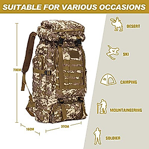 75 liters camping trekking military tactical backpack travel backpack hunting backpack (classic desert)