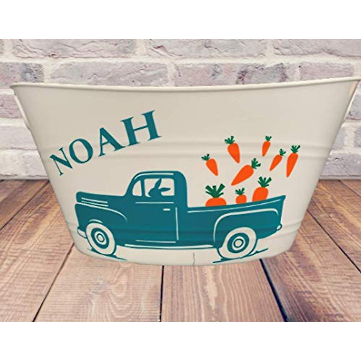 Personalized Easter Basket with Name - Large Bucket for Kids - Pail for Gifts with Handles - Custom Decor