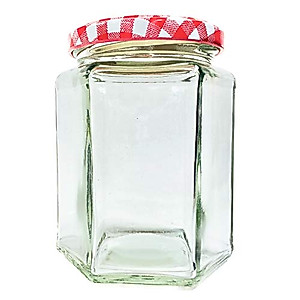 Nutley's 280ml Hexagonal Glass Jars with Red Lids (Pack of 6)