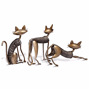 Too-arts Metal Sculpture Iron Art Cat Spring Handicraft Crafting Home Decoration Furnishing Craft