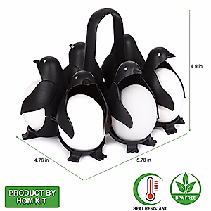 Egg Holder Hard Boiled Egg Cooker - Penguin Shaped Boiled Eggs Cooker - 3-In-1 Cook, Store And Serve Egg Holder Kitchen Gadget Home Decor - Egg Rack for 6 Soft or Hard Boiled Egg - Black