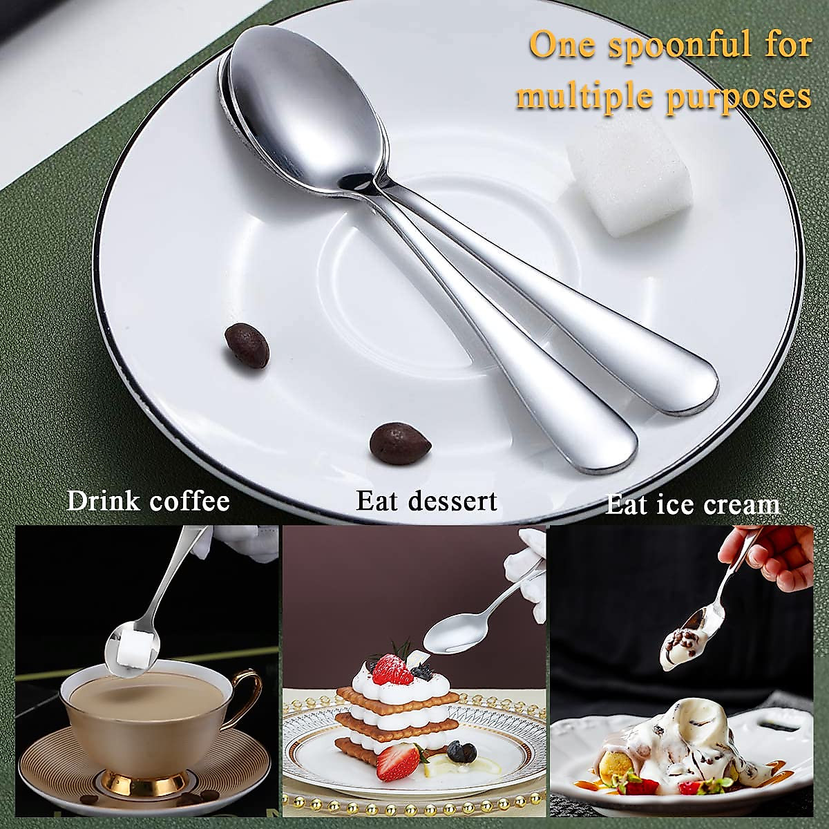 Kyraton 5.5" Coffee Spoons, Stainless Steel Small Mini Spoons, Espresso Spoons Tea Spoons, Tiny Spoon Set For Parties, Wedding Pack of 6