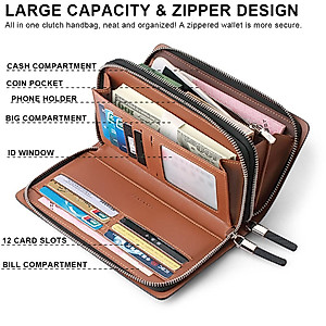 VANNANBA Clutch Purses Wristlet Wallets Large Leather Designer Double Zipper Long Hangbags Business Travel Clutch Phone Holder,Gift for Mens Father Son Husband Boyfriend(Blue)