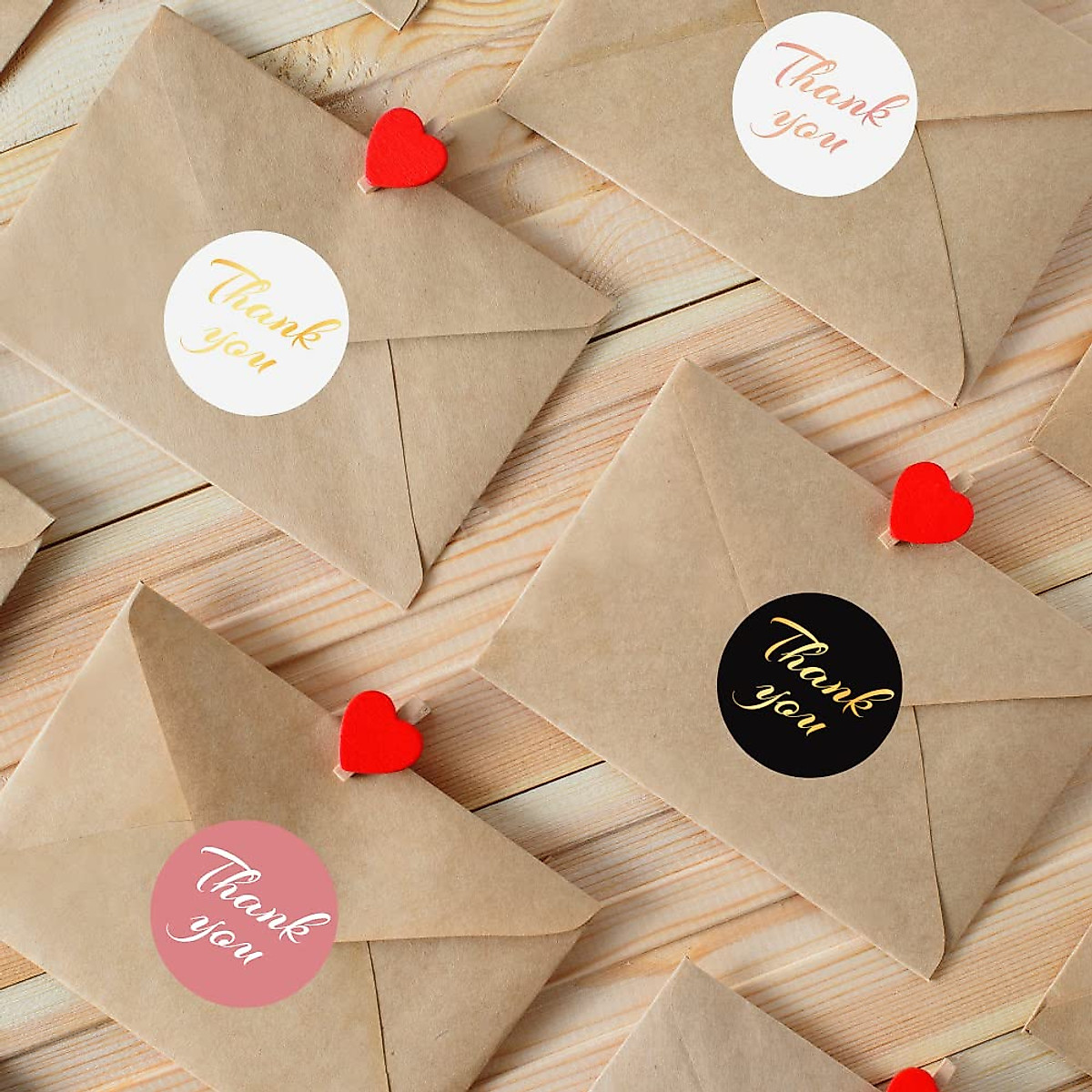 Koogel 500 PCS Thank You Stickers 4 Colors Thank You Round Sticker Labels for Boutiques Giveaways Envelope Seals Weddings Birthday Party Gift Wrapping Bags