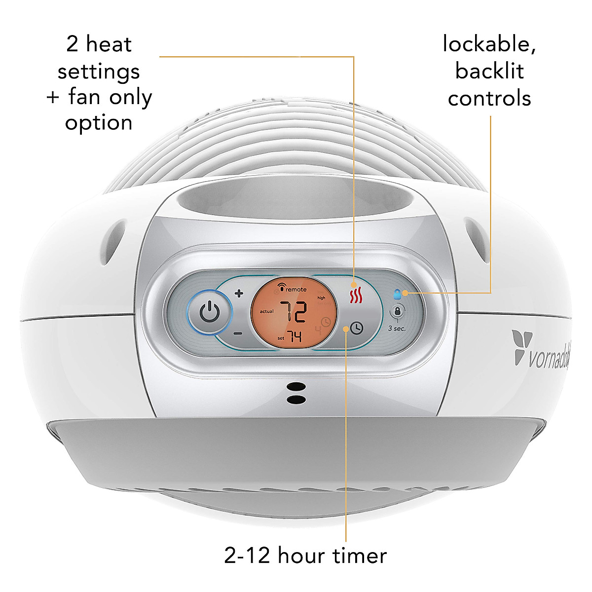 Vornadobaby Sensa Nursery Space Heater, 1200W with Adjustable Thermostat, Electric Heater for Baby with Locking Controls, Tipover Protection, Safety Shutoff, Crib Temperature Sensor