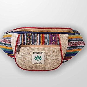 Fanny Pack Fringe/Phanny pack-Handmade Fanny packs with Pure Himalayan Hemp for Men and Women Festival Bag Belly Fanny Pack Bum Bag Boho Fanny Pack for Dog Walking - Hip Waist Bag Small Hippie