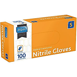 Inspire Cobalt Blue Exam Grade Nitrile Gloves Size XL, Box of 100