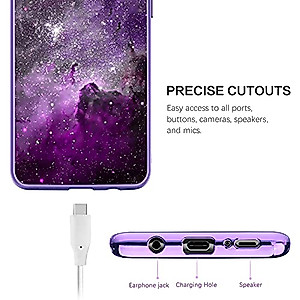 BENTOBEN Compatible Samsung S9 Case, Slim Fit Glow in The Dark Shockproof Hybrid Hard PC Soft TPU Bumper Drop Protective Girls Women Men Phone Cover for Samsung Galaxy S9 5.8", Purple Nebula