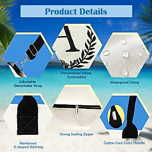 QLOVEA Mothers Day Gifts - Initial Tote Bag with Makeup Bag, Women Appreciation Gift for Teacher Nurse Mother Grandma Friendship, Beach Bag for Birthday Wedding Bridal Shower Letter M