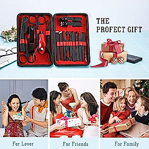 Manicure Set Pedicure Kit Nail Clippers - Professional Grooming Kit High Precision Stainless Steel Nail Cutter Nail File Sharp Nail Scissors and Clipper Fingernails with Portable stylish case (Black)