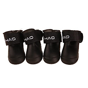 7 Colors Available, Dog Rain Boots for Small Medium Large Dogs, Size S to 2XL, Waterproof Dog Shoes Black Small