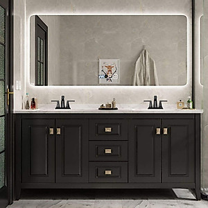 KAIYING 2 Handle Centerset Bathroom Sink Faucet, Black Bathroom Faucet 3 Hole with Pull Out Sprayer, 4 Inch Lavatory Faucet, Modern Vanity Faucet, Mixer Tap for Hot and Cold Water