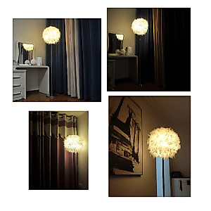 Surpars House Floor Lamp, Elegant White Feather Standing Lamp with On/Off Switch in Line