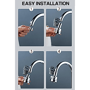 Kitchen faucet head replacement,3 Spray Modes Faucet Aerator,sink faucet head sprayer head replacement，Infinite angles Movable Faucet Extender for Kitchen Sink for Washing Face Shampoo