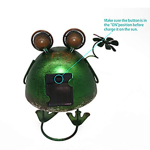 Solar Animal Lights, Metal Garden Art Frog Statue for Patio Garden Lawn Yard Flowerbed Decor